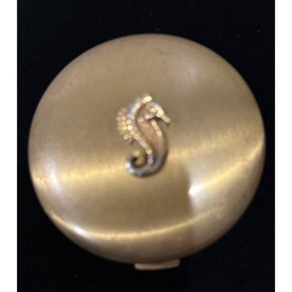 Accessories | Vintage Powder Compact Gold Tone Round Seahorse Volupte ...